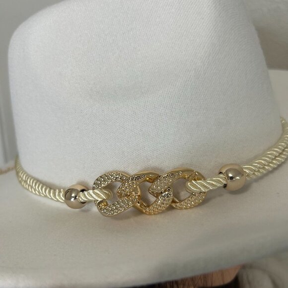 Accessories | Nwot White Cowboy Hat Wgold Sequin Rope Hat Band Sku 14 ...
